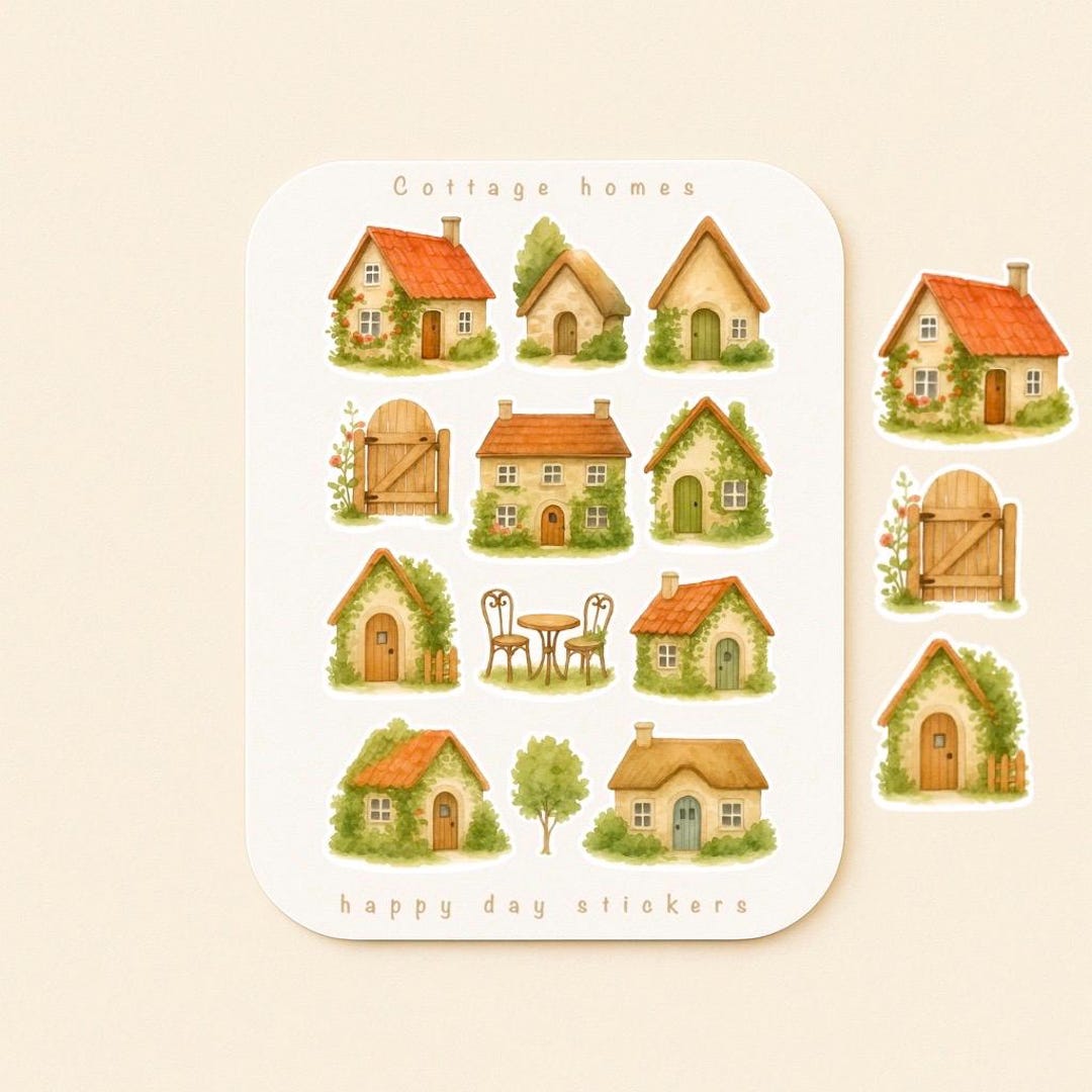 Cottage Homes 3: Waterproof Hand Drawn Stickers/decals for Decoration ...