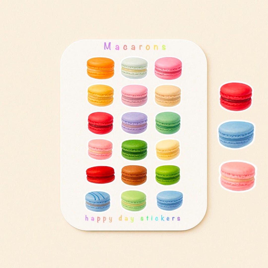 Macarons Sticker Sheet: Waterproof Vinyl Stickers for Journals - Etsy