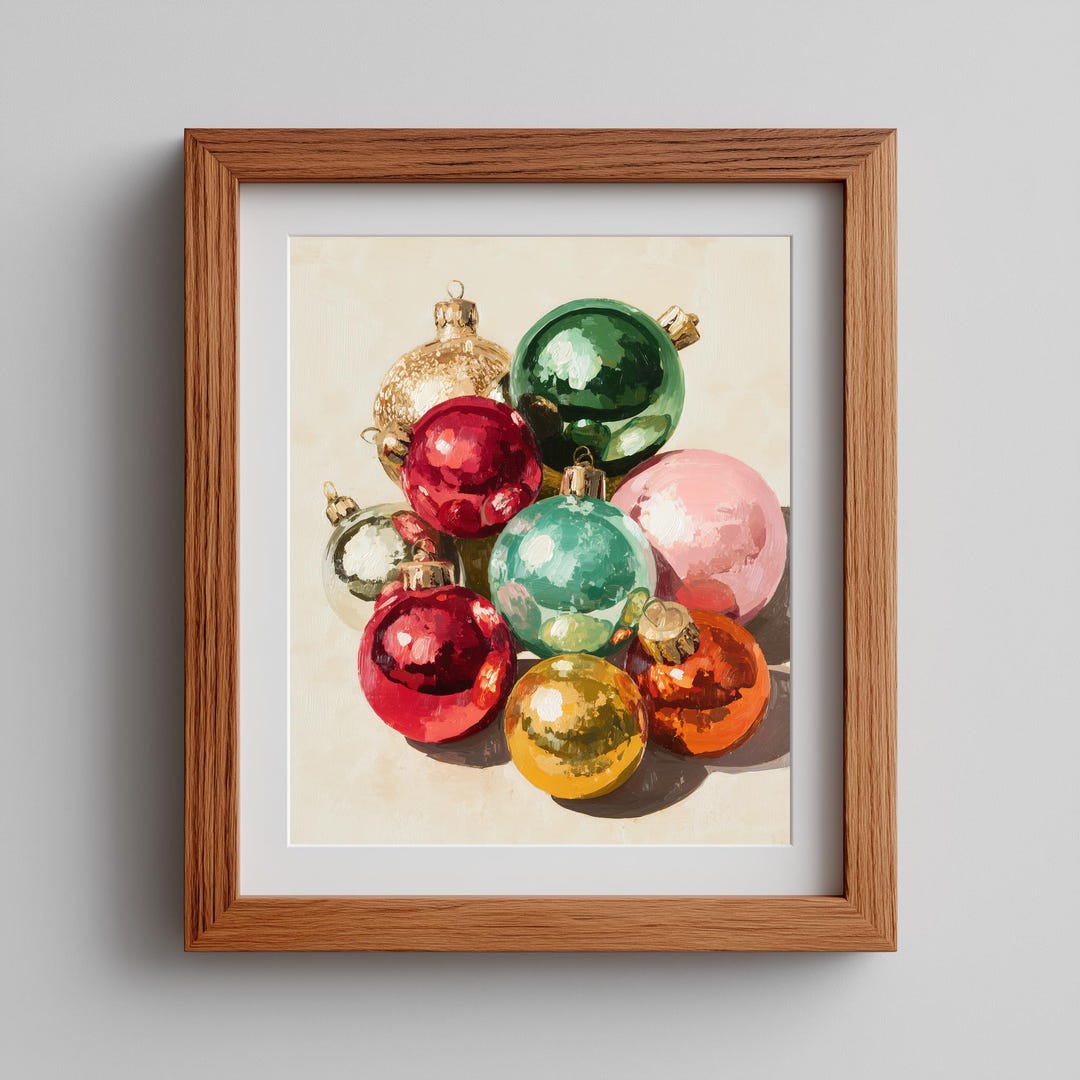 Vintage Christmas Ornaments Cluster - Festive & Cozy Printable Wall Art ...