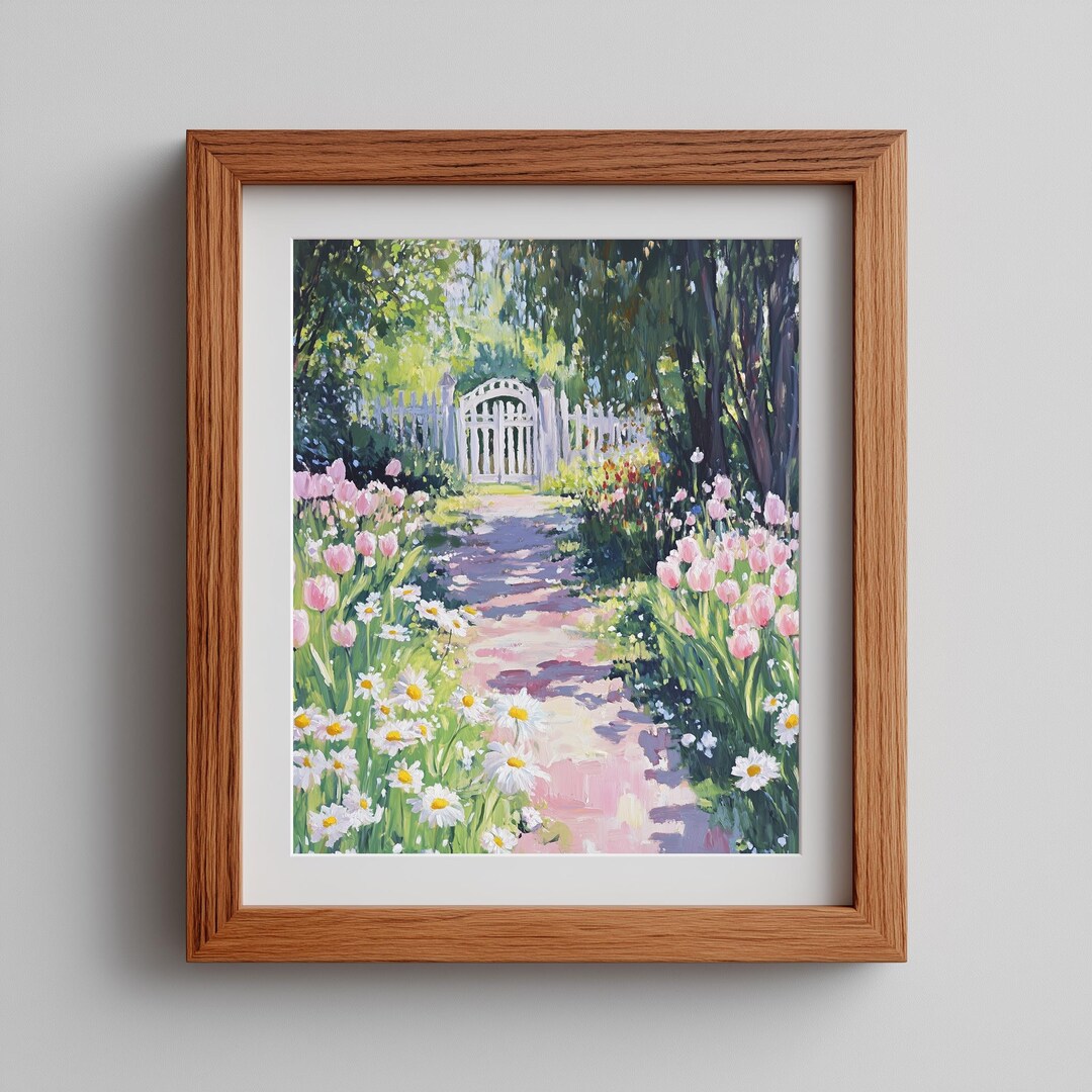 Voie de jardin Cottagecore imprimable - paysage pastoral printanier ...