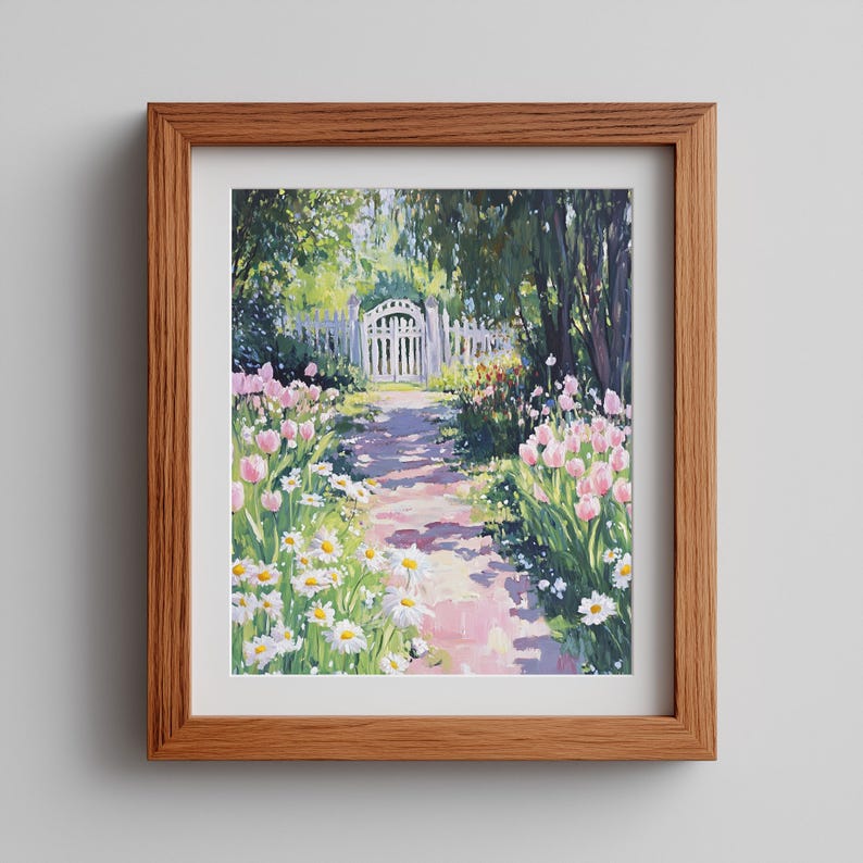 Cottagecore Garden Pathway Printable - Pastoral Spring Landscape ...