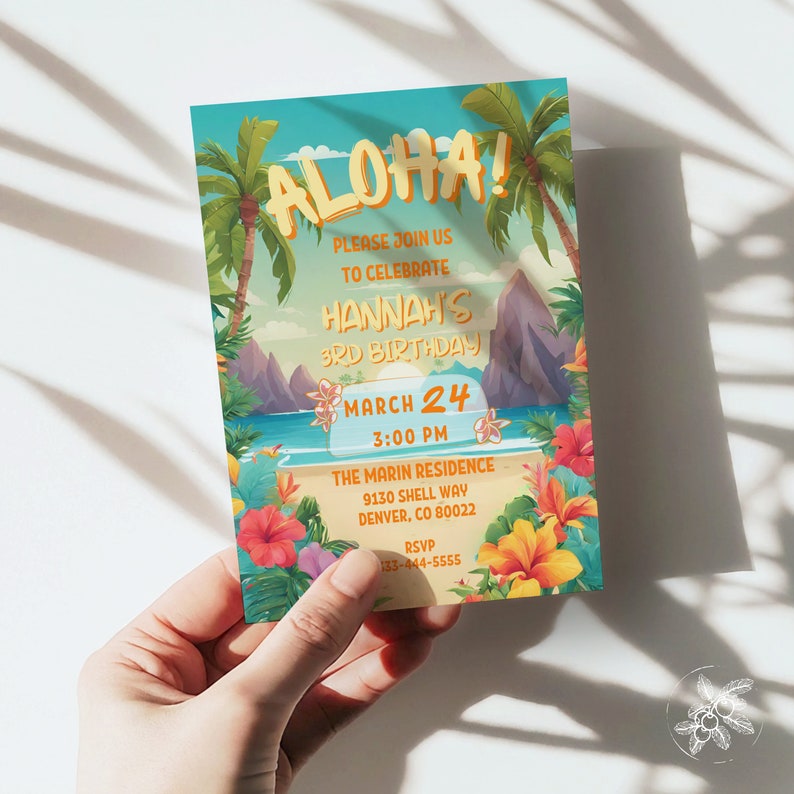 Aloha Birthday Party Invitation Template | Tropical Summer Birthday ...