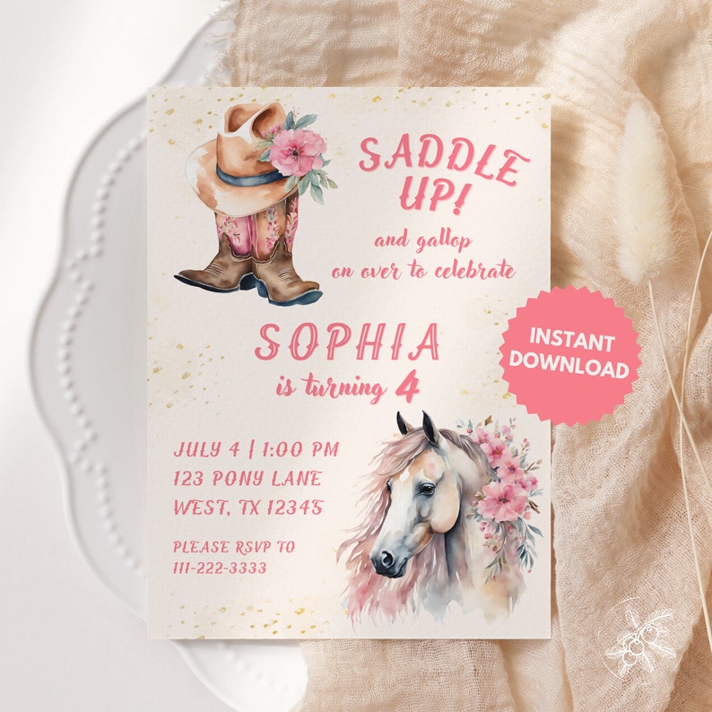 Saddle up Birthday Party Invitation Template | Horse Birthday Invite ...