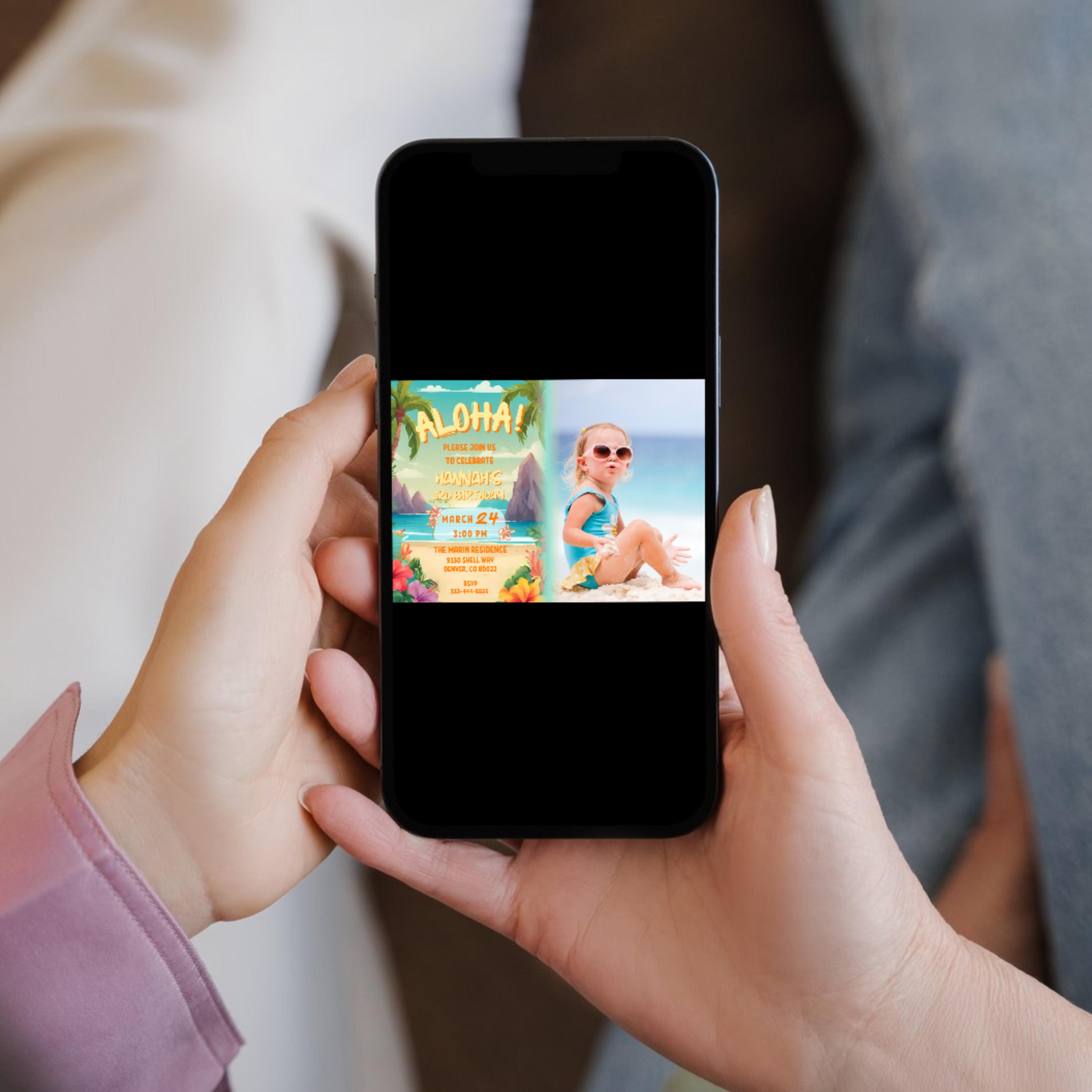 Aloha Birthday Party Photo Invitation Template | Tropical Summer ...