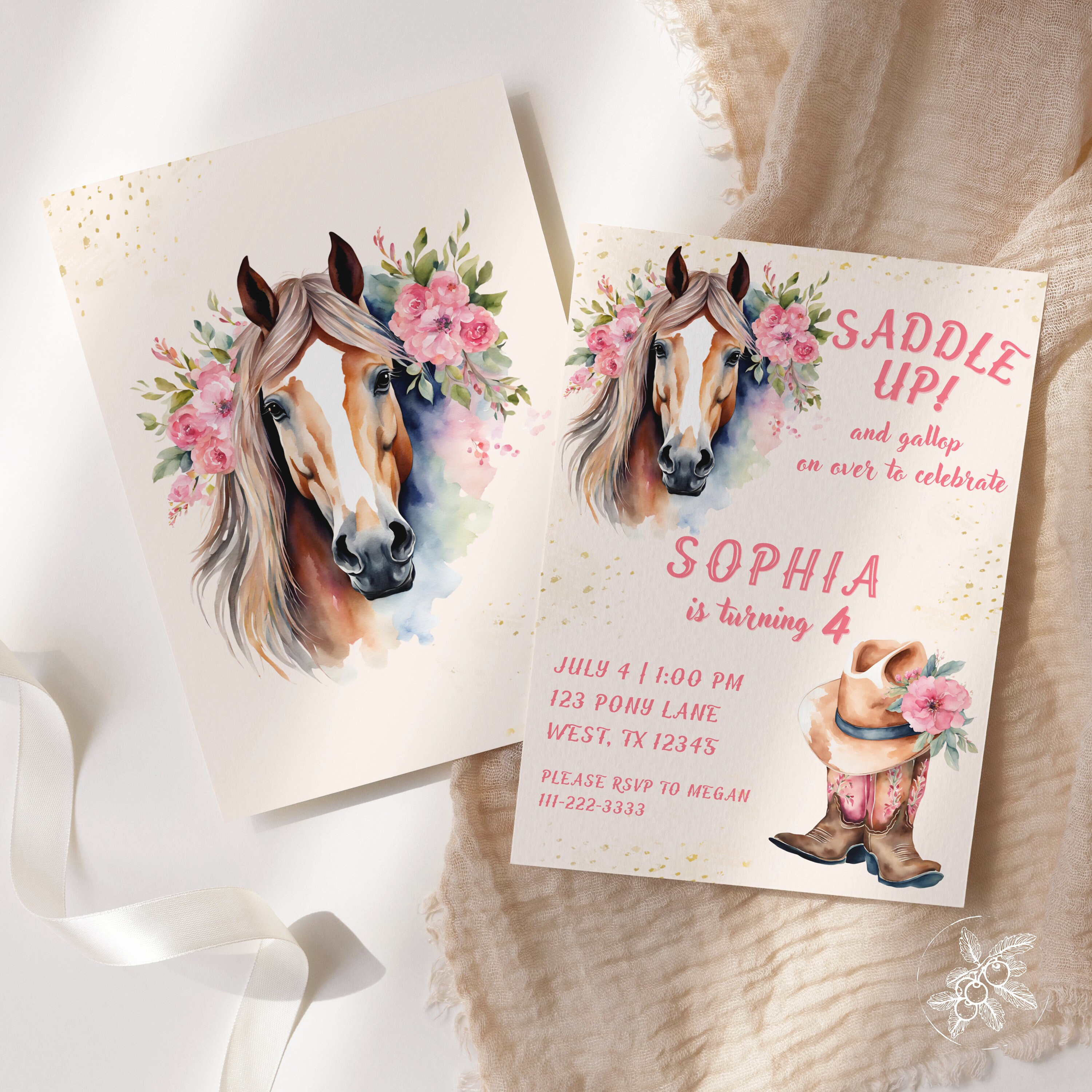 Saddle up Birthday Party Invitation Template | Horse Birthday Invite ...