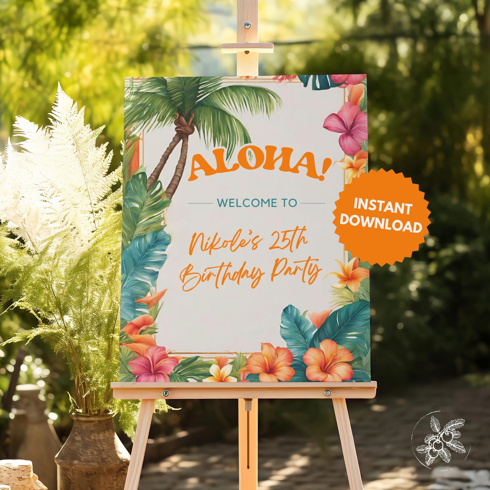 Luau Birthday Poster Template | Tropical Hawaiian Birthday Poster ...