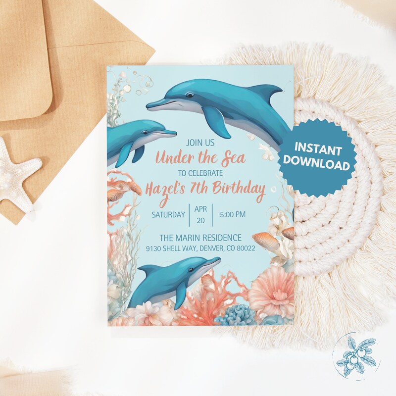 Dolphin Party Invitations - Etsy