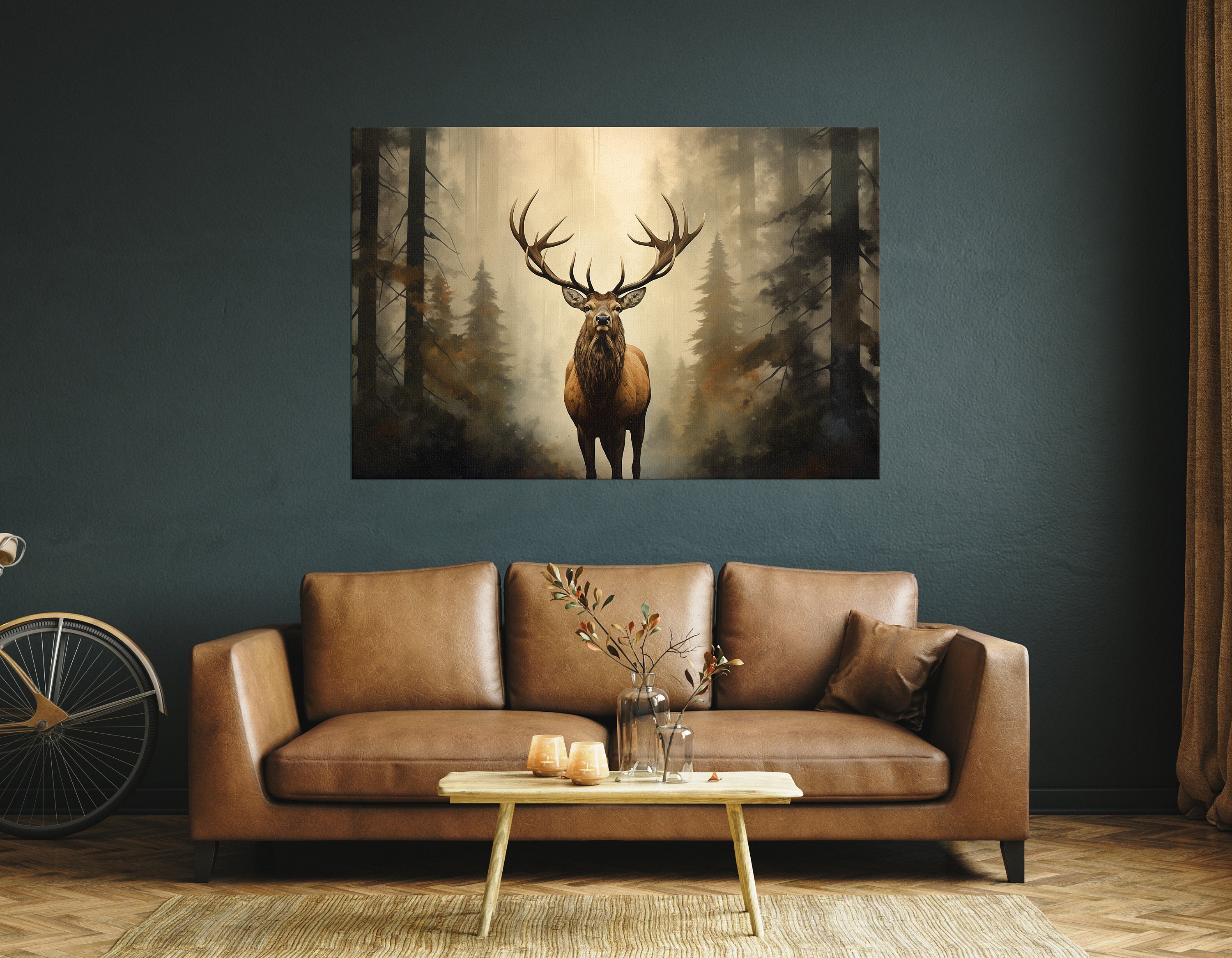 Elk in the Forest Canvas Print, Wall Decor, Office Decor, Fine Art ...