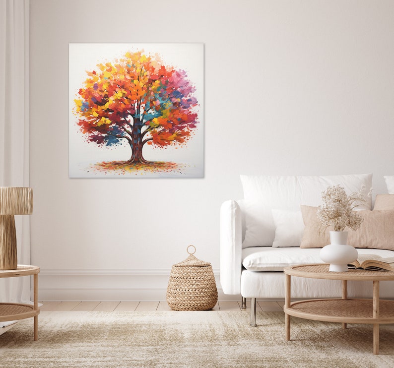 Colorful Rainbow Tree Paint Strokes Canvas Print, Wall Decor, Office ...