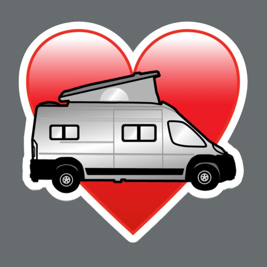 Camper Van Heart Emoji Sticker: Weatherproof Vinyl Decal - Etsy