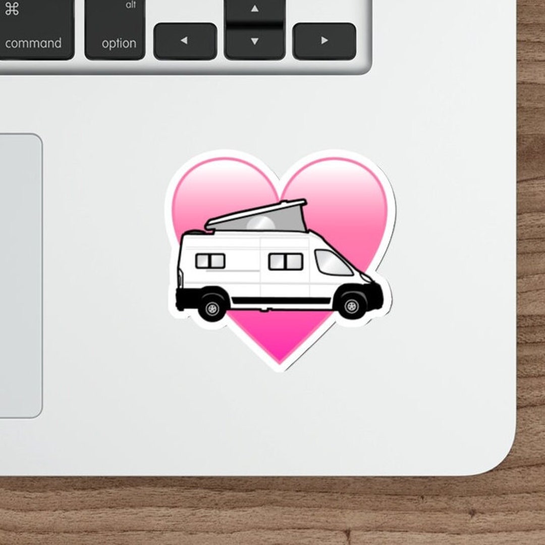Camper Van Heart Emoji Sticker: Weatherproof Vinyl Decal - Etsy