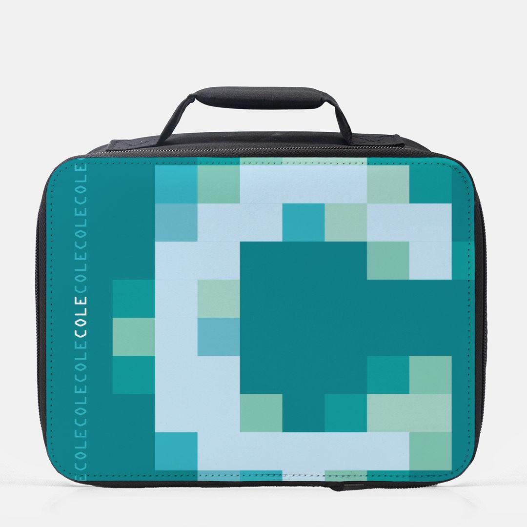 Custom Name Lunch Box: Teal Pixel Art, Insulated Lunchbox - Etsy