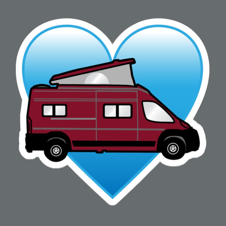Camper Van Heart Emoji Sticker: Weatherproof Vinyl Decal - Etsy