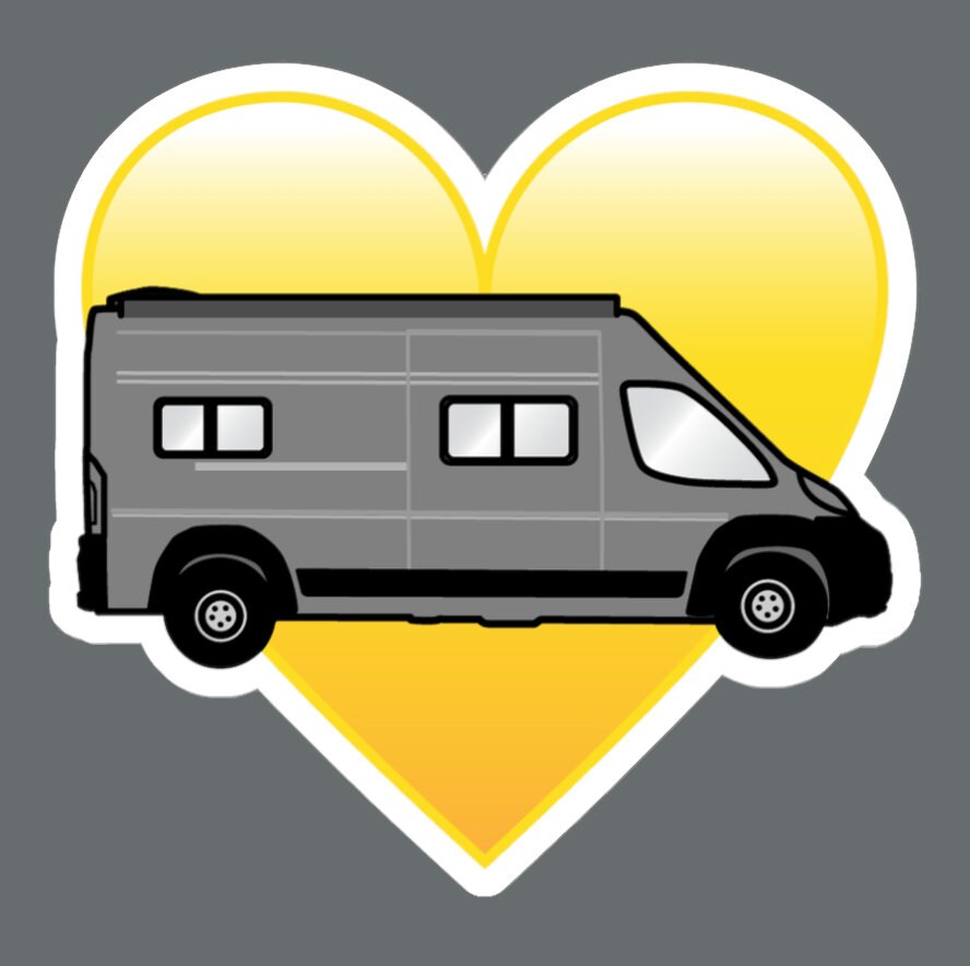 Camper Van Heart Emoji Sticker: Weatherproof Vinyl Decal 3" - Etsy