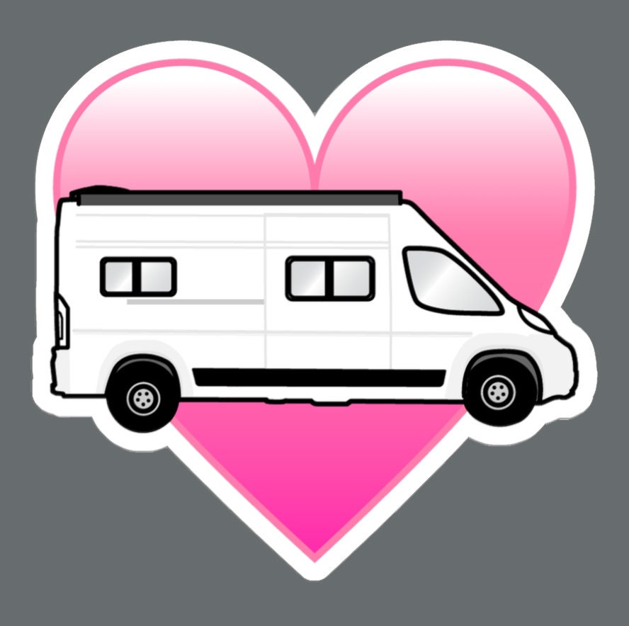 Camper Van Heart Emoji Sticker: Weatherproof Vinyl Decal 3" - Etsy