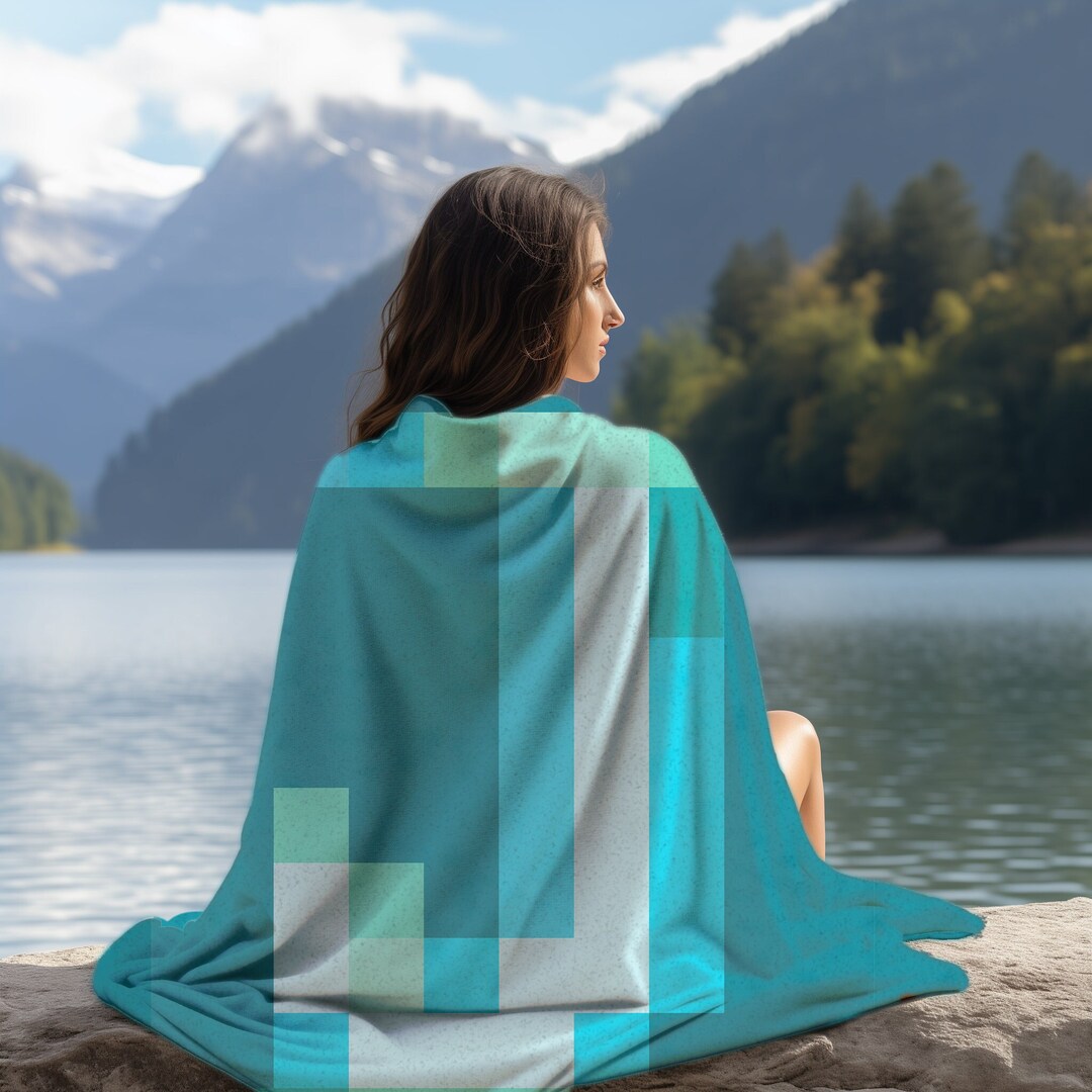 Pixel Monogram Plush Blanket Teal Personal Pixel Art Gift for Teen ...