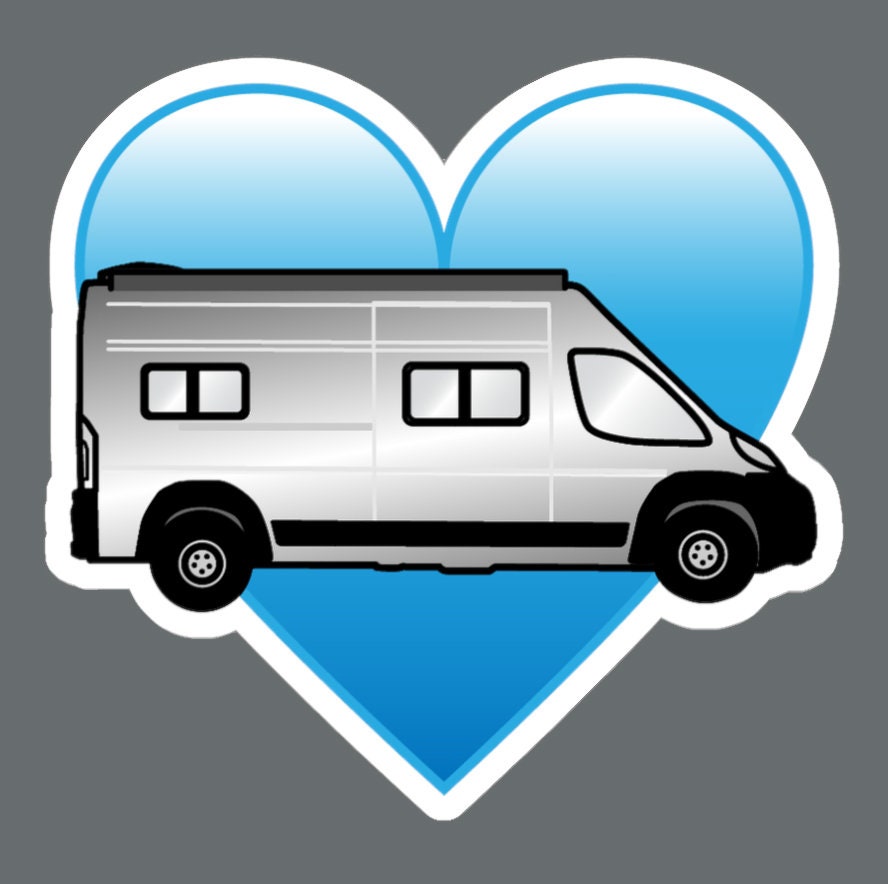 Camper Van Heart Emoji Sticker: Weatherproof Vinyl Decal 3" - Etsy
