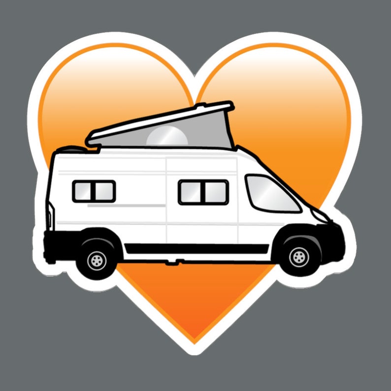 Camper Van Heart Emoji Sticker: Weatherproof Vinyl Decal - Etsy