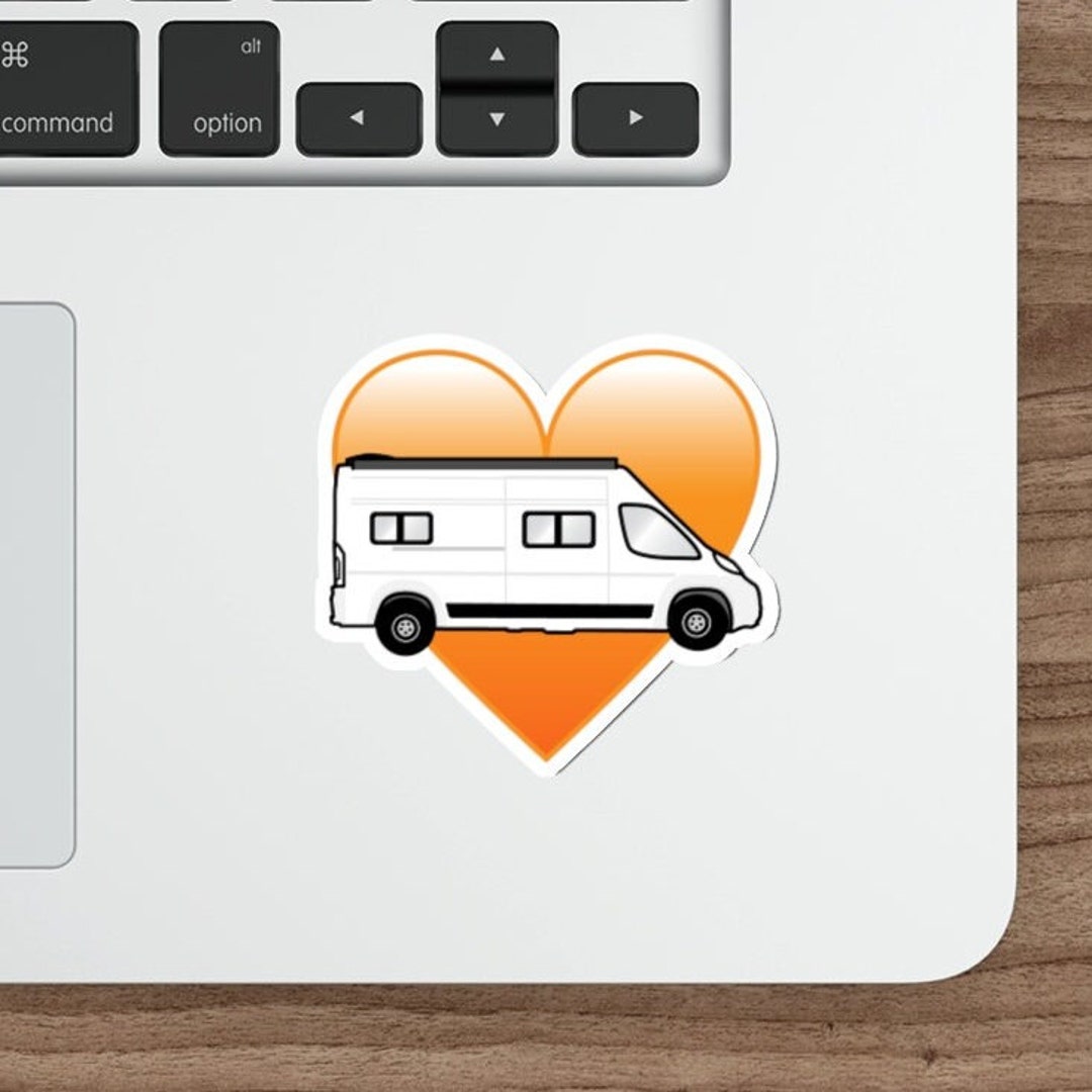 Camper Van Heart Emoji Sticker: Weatherproof Vinyl Decal 3" - Etsy