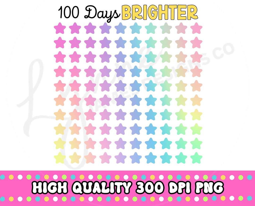 100 Days of School PNG, 100 Days Brighter, Digital Download for ...