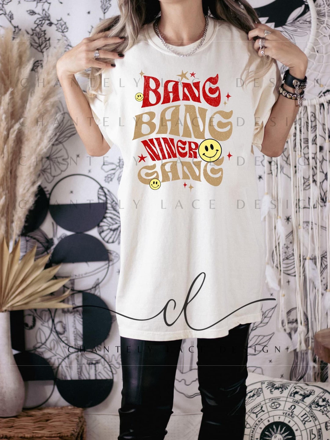 Groovy Bang Bang Niner Gang Smiley Gifts for Her Football Exclusive ...