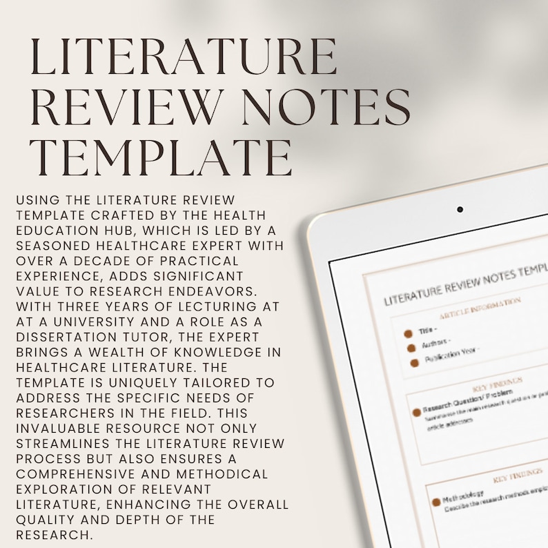 Literature Review Notes Template - Etsy