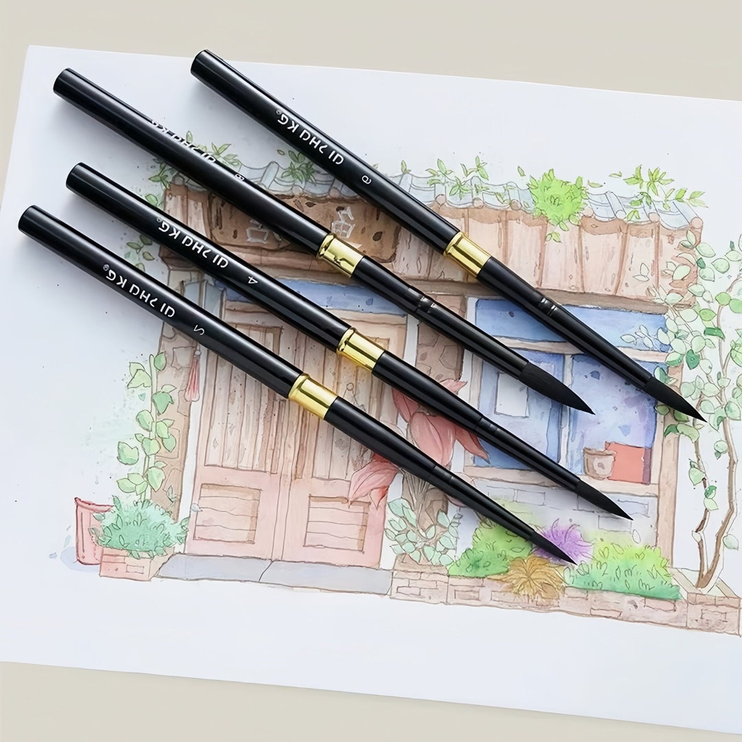 Watercolor Brushes, 5 Portable Water Brushes, Pointed Brush Set Size, A ...