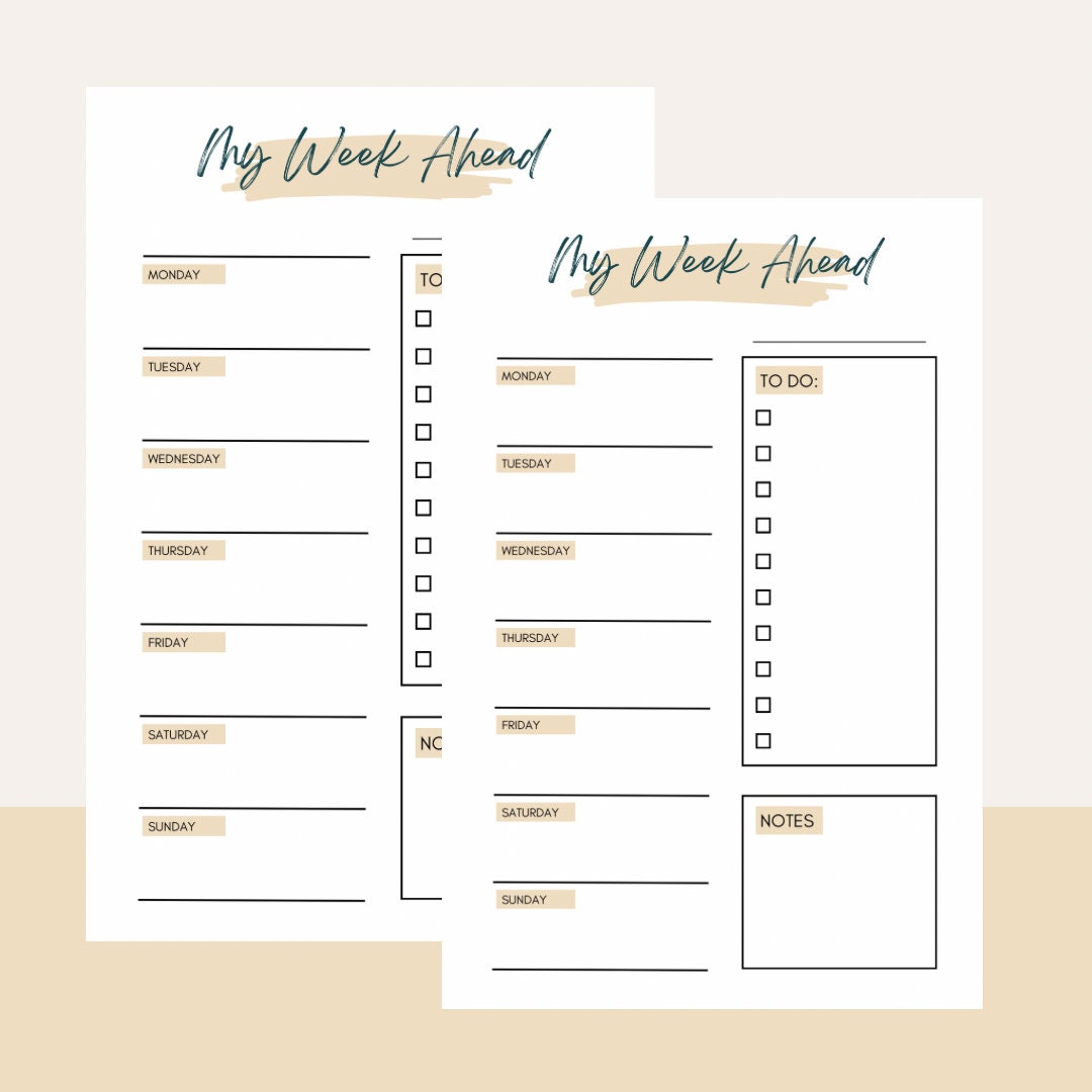 Weekly Planner Digital Download Printable at Home. My Week Ahead ...