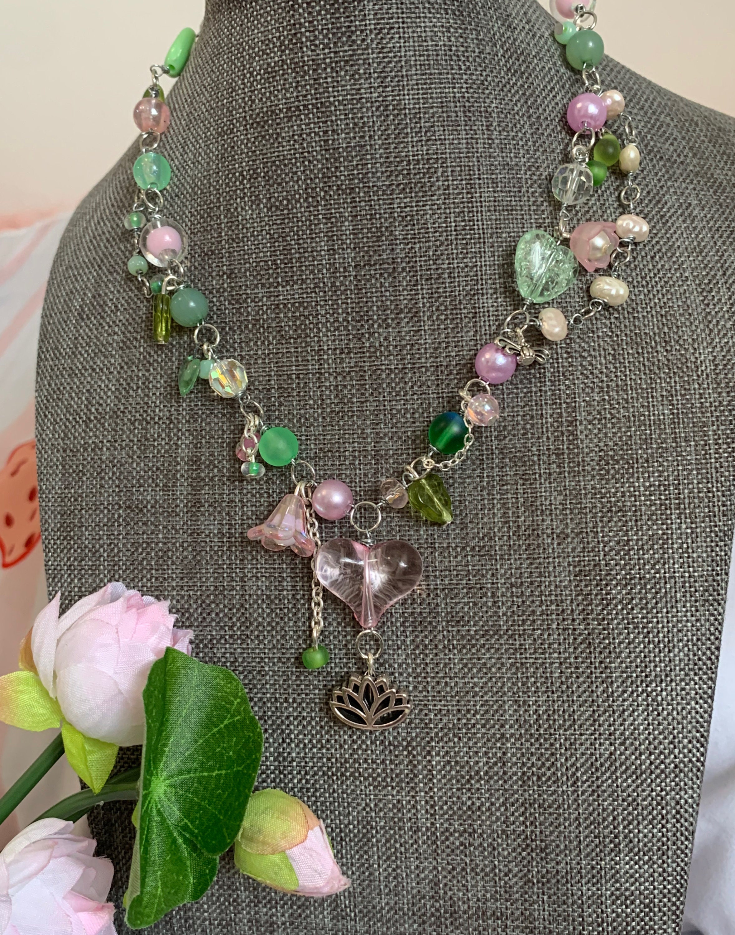 Water Lily Necklace Aesthetic Cluttered Bracelets Jewelry Lotus Charm ...