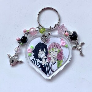 Aesthetic Obanai X Mitsuri Keychain | Chibi Kawaii Anime Jewelry ...