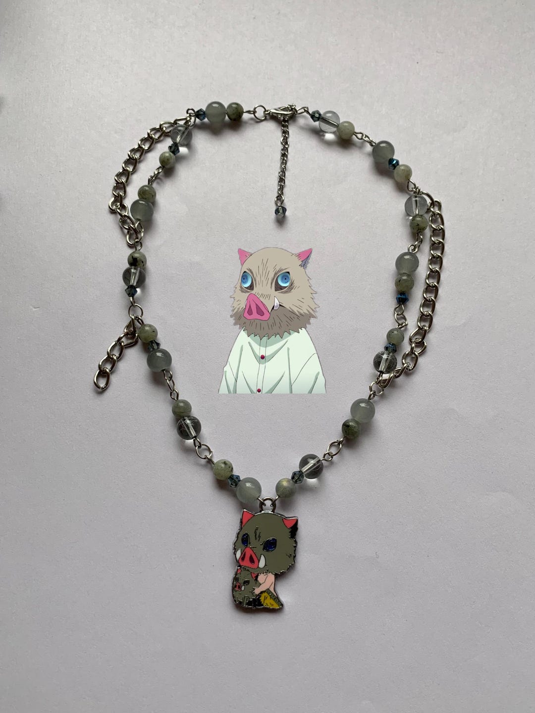 Aesthetic Chibi Anime Necklace Inosuke Hashibira Choker Kawaii Beaded ...