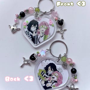 Aesthetic Obanai X Mitsuri Keychain | Chibi Kawaii Anime Jewelry ...