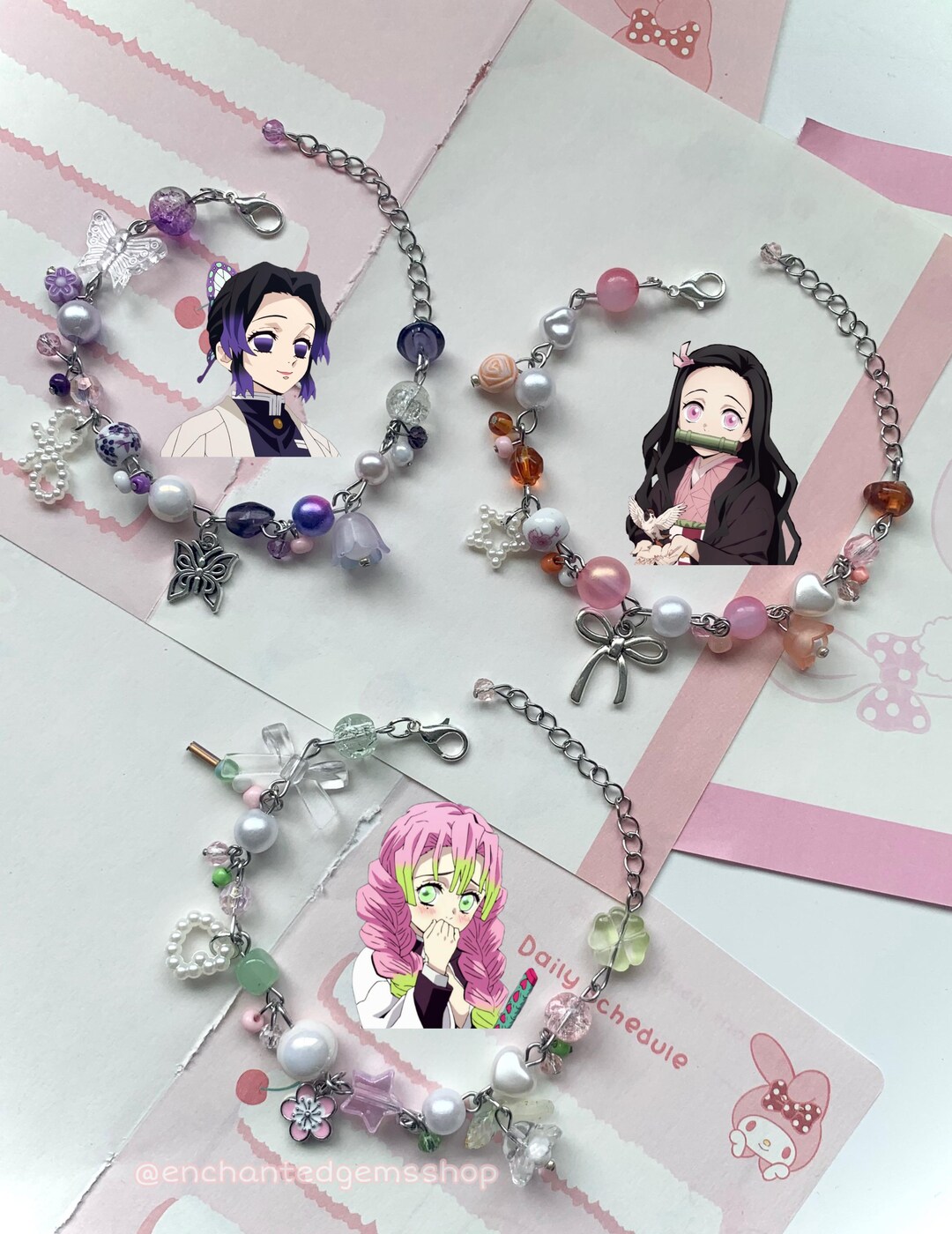 Buy Demon Slayer Charm Bracelets, Cute Beaded Japanese Jewelry ...