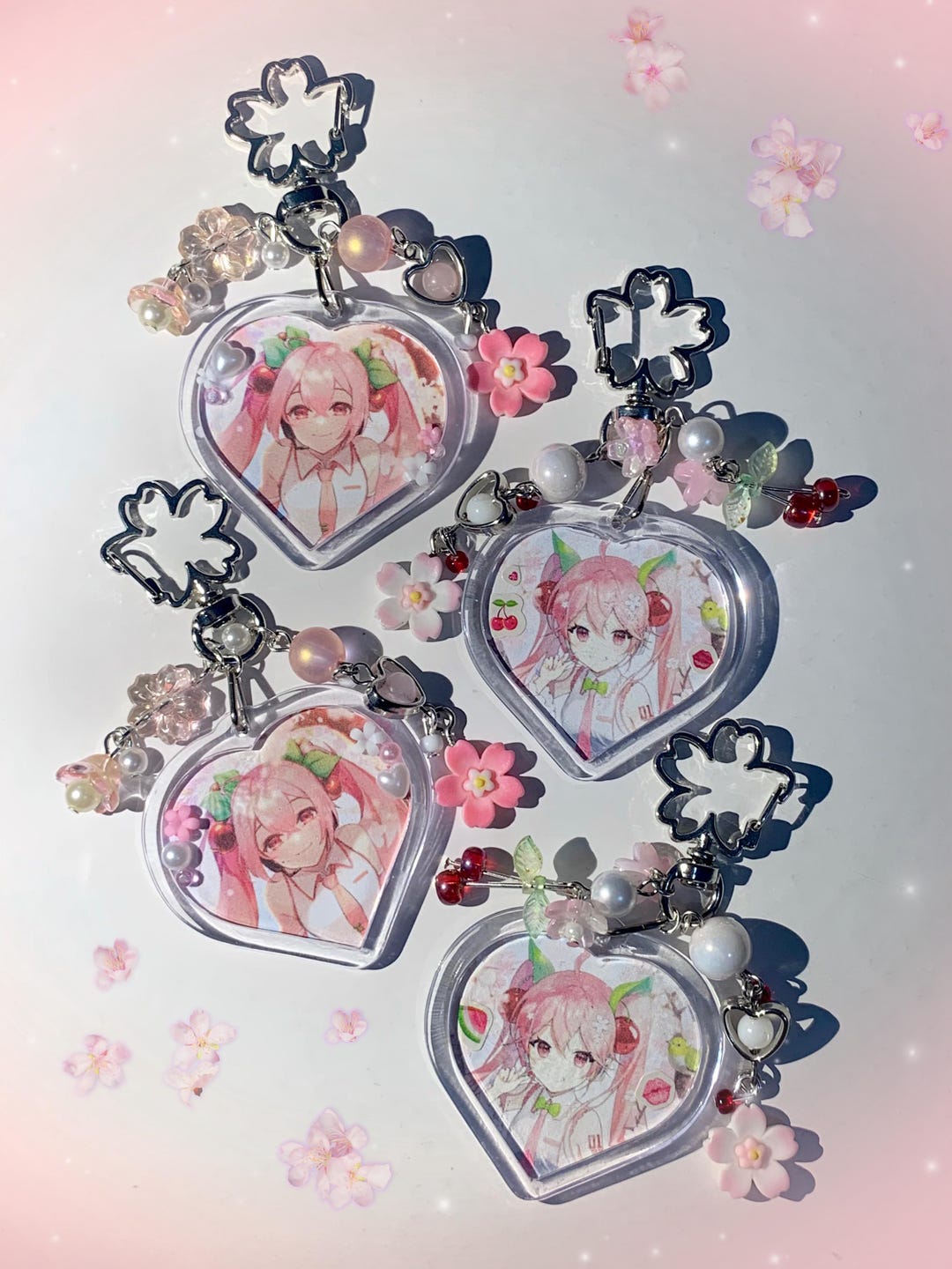 Aesthetic Cherry Blossom Keychain Anime Miku Sakura Keychains Coquette ...