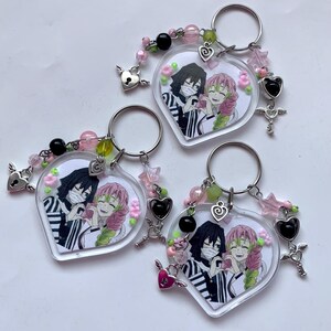 Aesthetic Obanai X Mitsuri Keychain | Chibi Kawaii Anime Jewelry ...