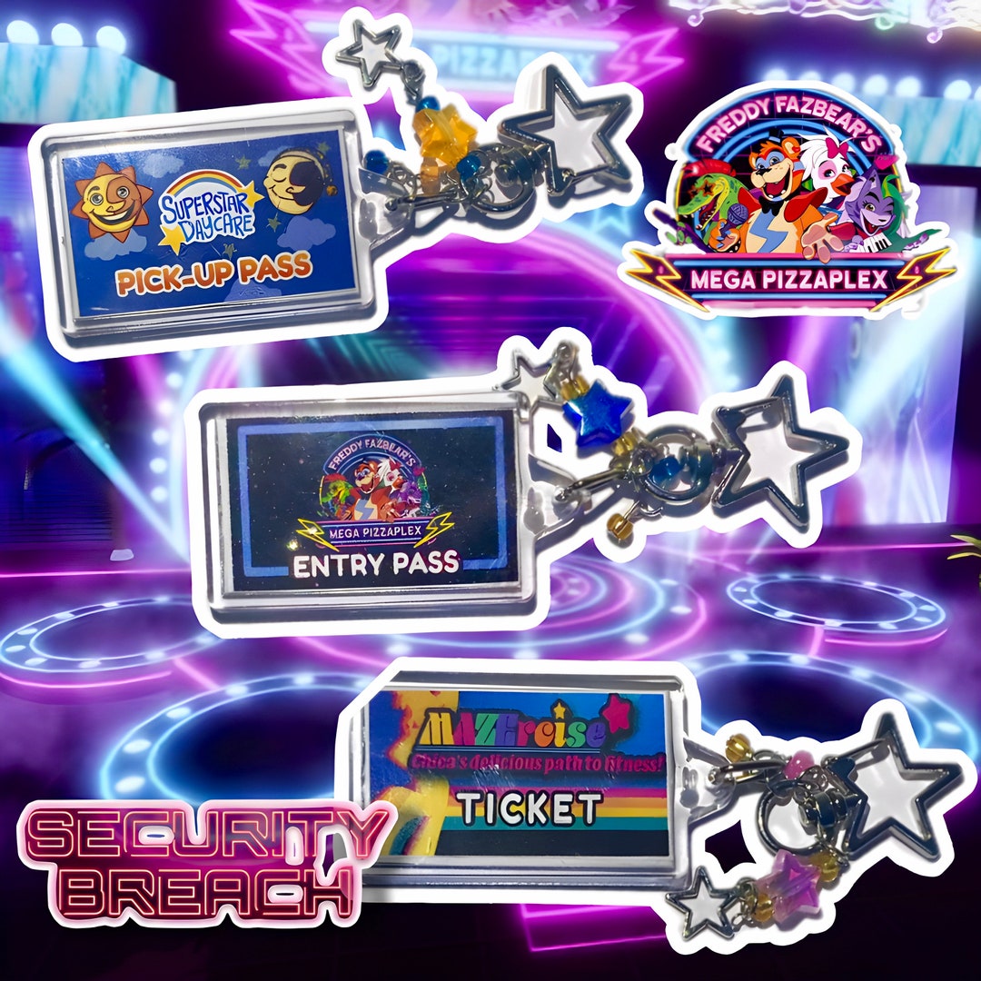 FNAF Security Breach Keychains | Five Nights at Fred Dys | Glamrock ...