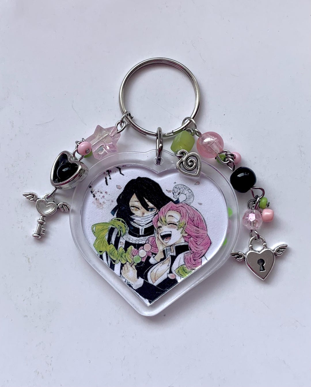 Aesthetic Obanai X Mitsuri Keychain | Chibi Kawaii Anime Jewelry ...