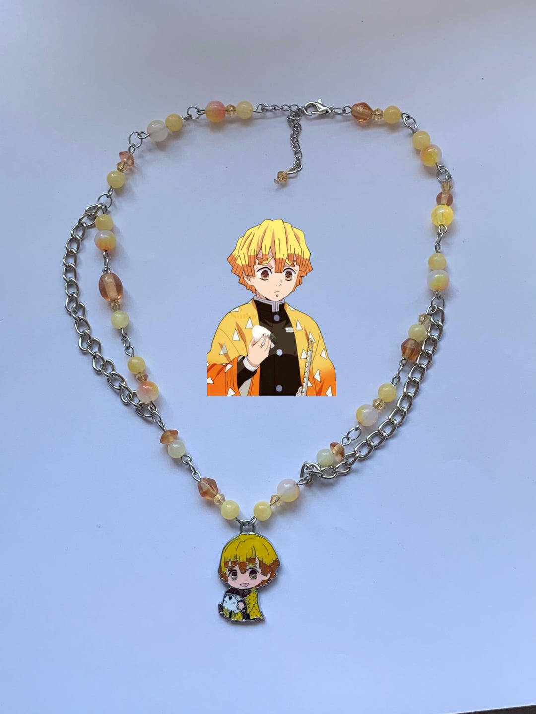 Zenitsu Anime Necklace Aesthetic Demon Slayer Jewelry Handmade Chibi ...