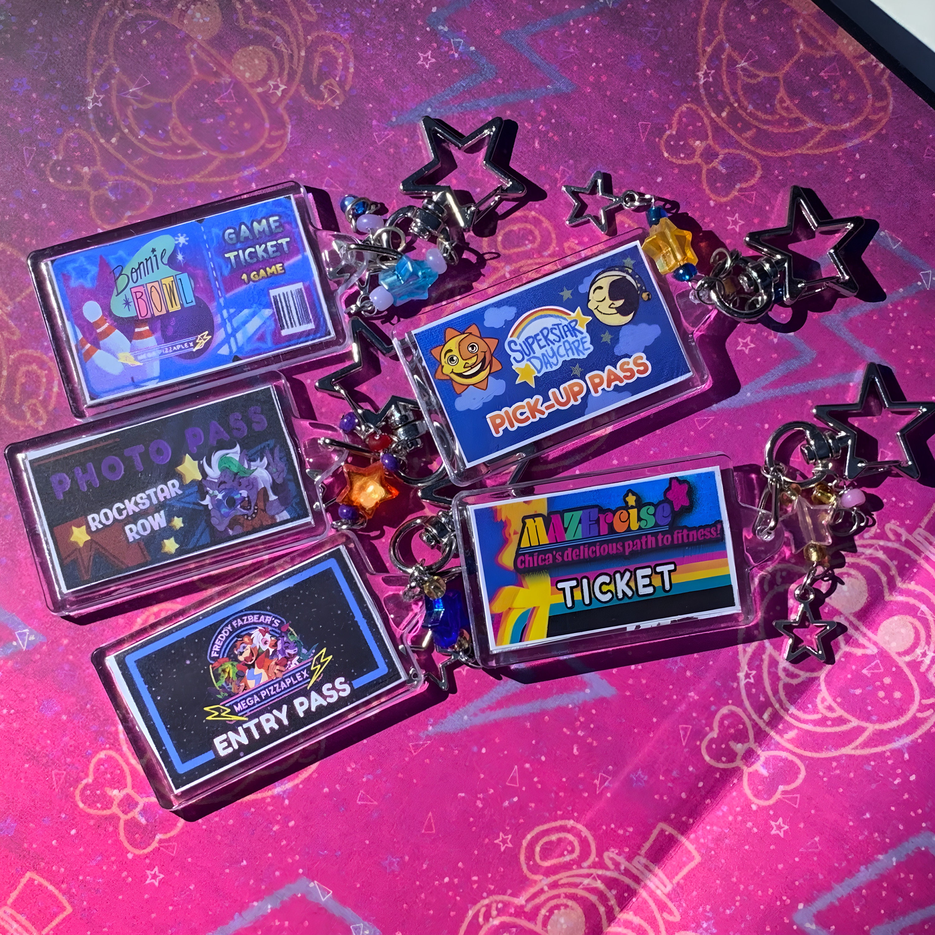 FNAF Security Breach Keychains Five Nights at Fred Dys Glamrock Freddy ...