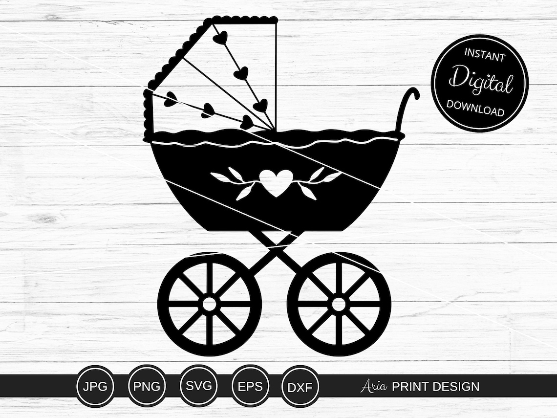 Baby Stroller, SVG File, Clipart, Newborn, Nursery, Paper Cut File ...