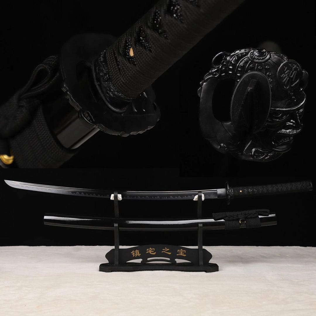 Handmade Black Katana: Clay Tempered Samurai Sword - Razor Sharp - Etsy