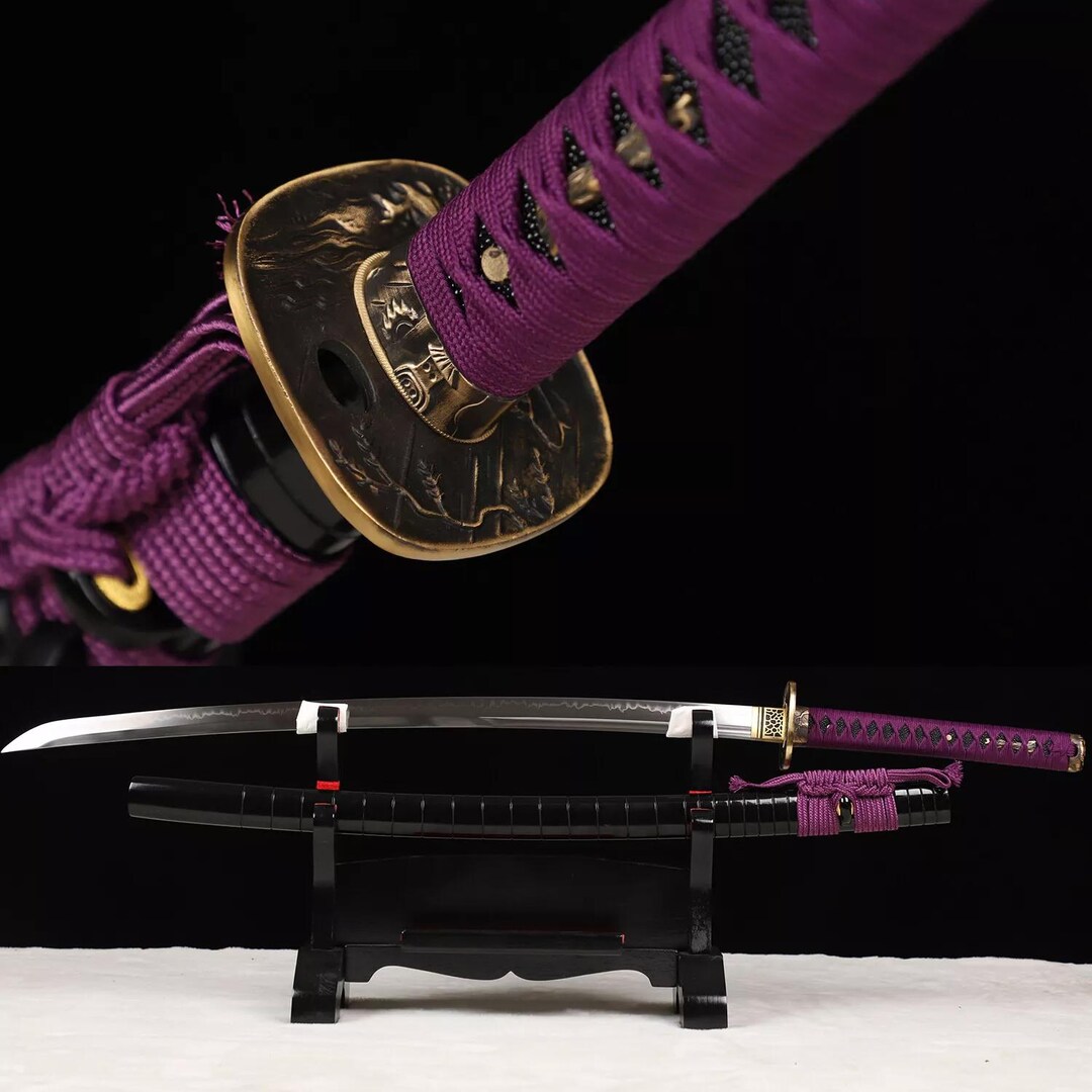 Handmade Purple Katana: Clay Tempered Samurai Sword With Steel Blade - Etsy