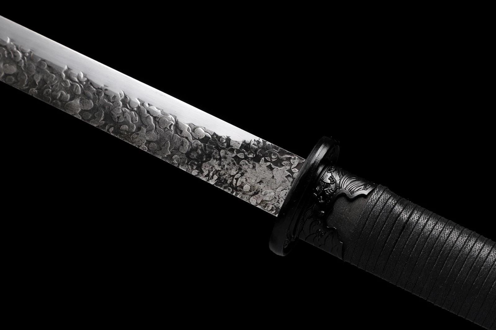 Handmade Black Ninjato Sword: 1095 Steel, Clay Tempered Blade - Etsy