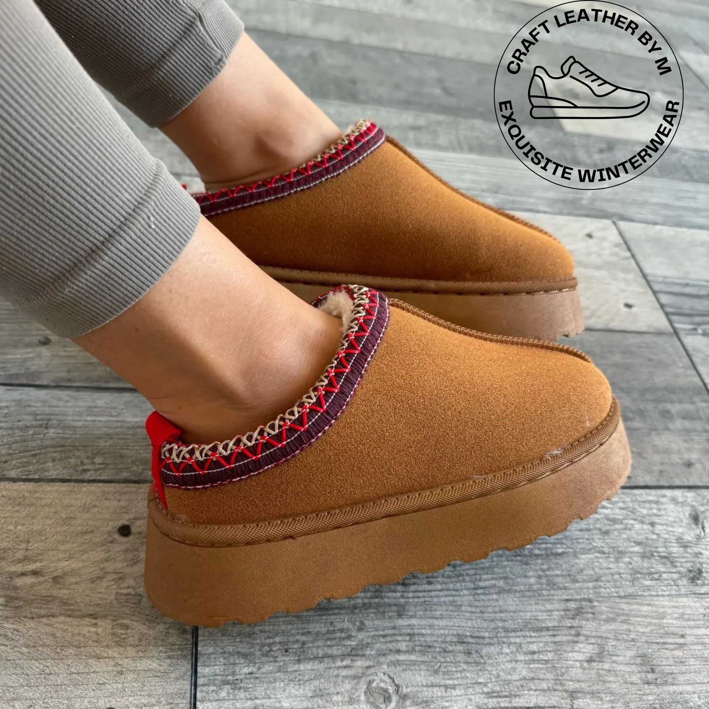 Brown Ugg Boots Women Winterfall Boots Faux Fur Booties Slippers Tasman Warm Winter Boots