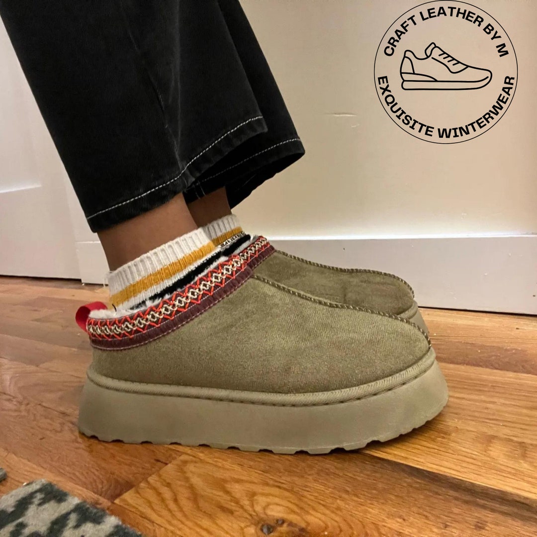 Brown Ugg Boots Women Winterfall Boots Faux Fur Booties Slippers Tasman Warm Winter Boots