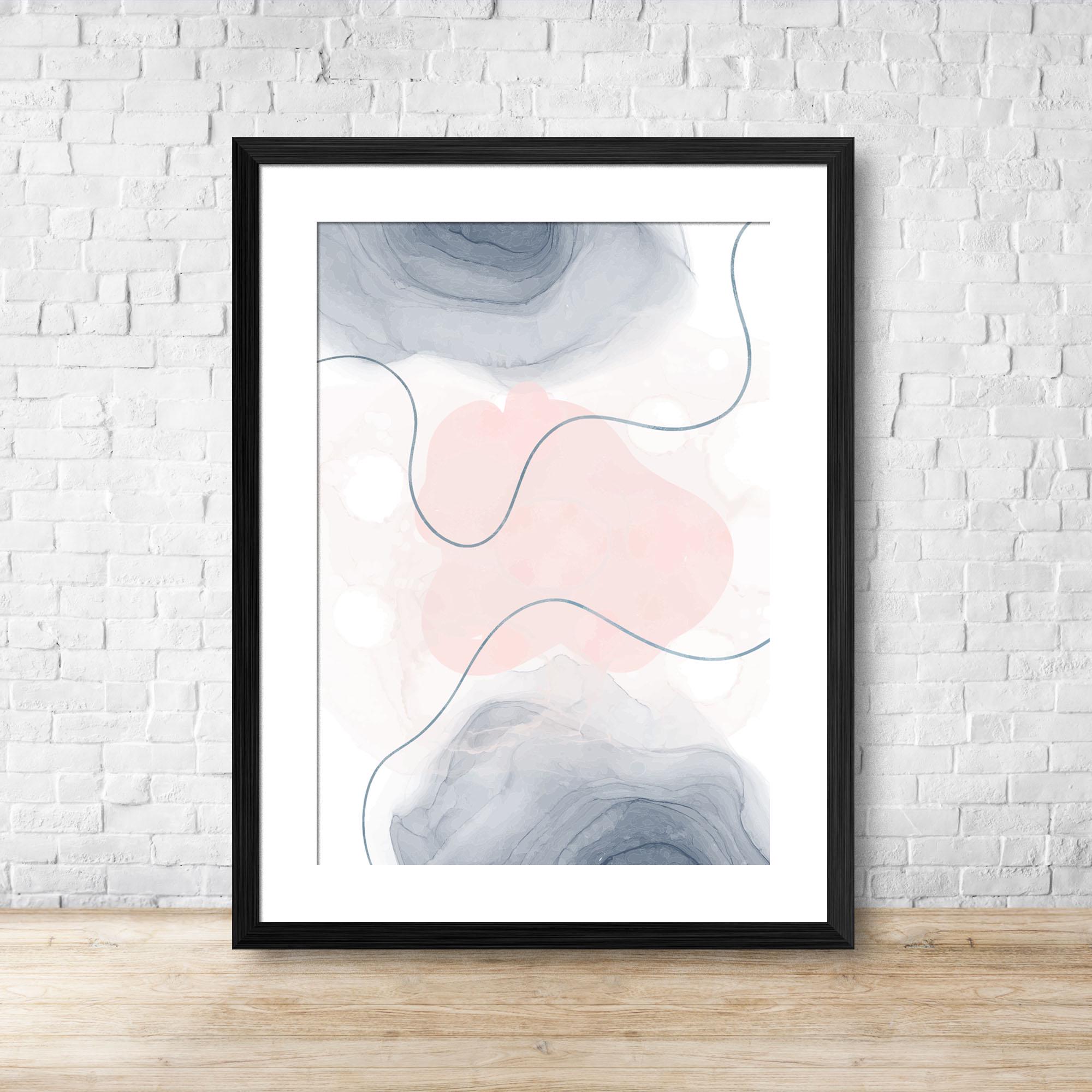 Pastel Pink Blue Watercolour Abstract Wall Art Print Picture 1 or Set ...