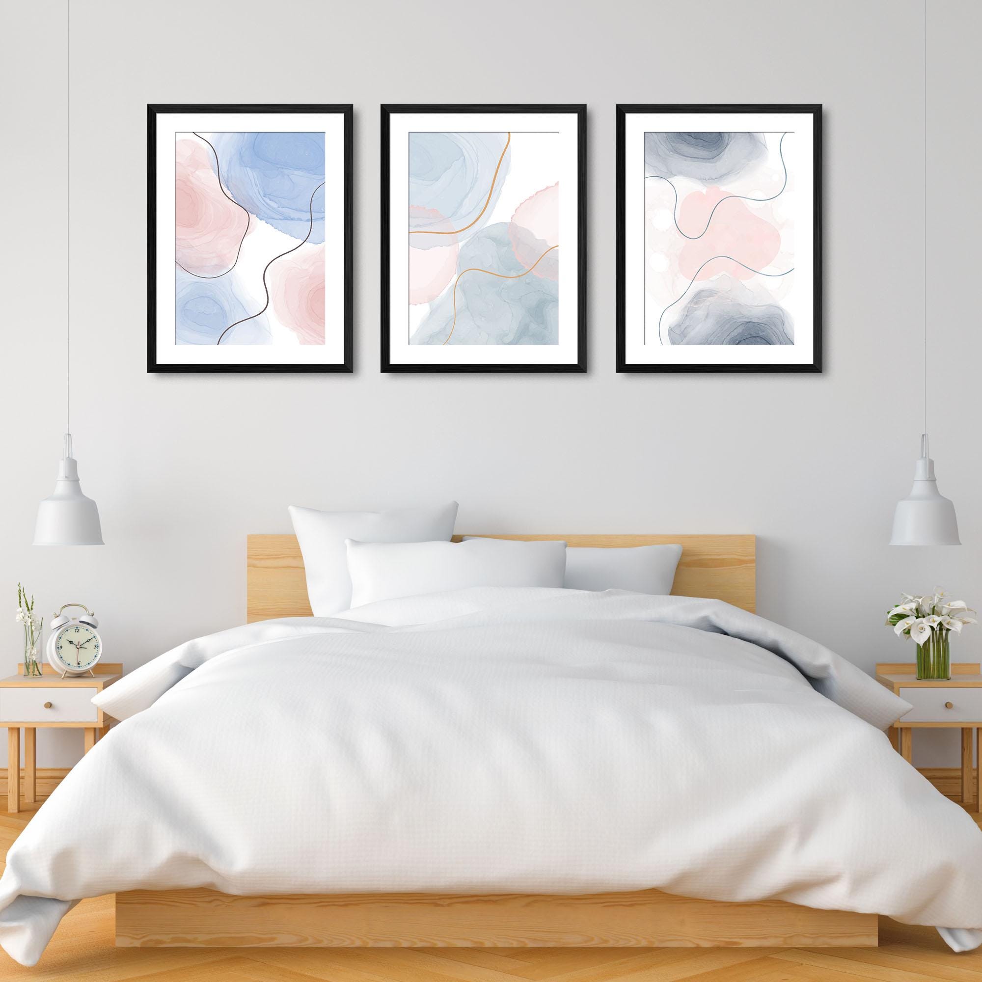 Pastel Pink Blue Watercolour Abstract Wall Art Print Picture 1 or Set ...