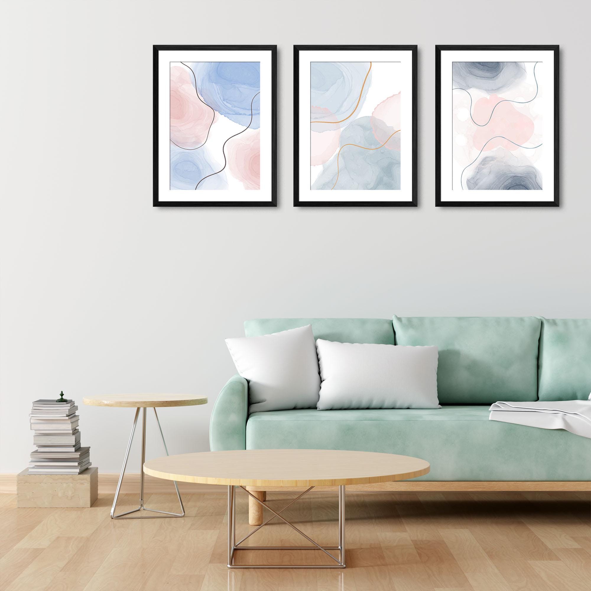 Pastel Pink Blue Watercolour Abstract Wall Art Print Picture 1 or Set ...