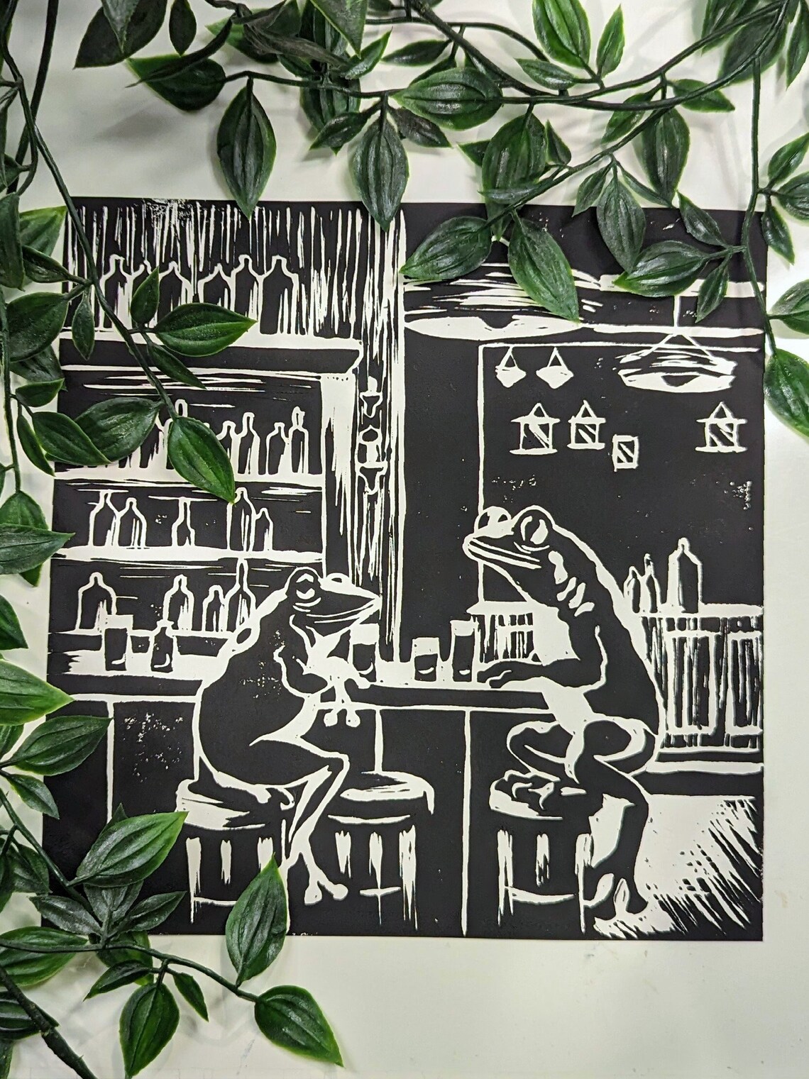 Frog Restaurant Bar Lino Print - Etsy UK