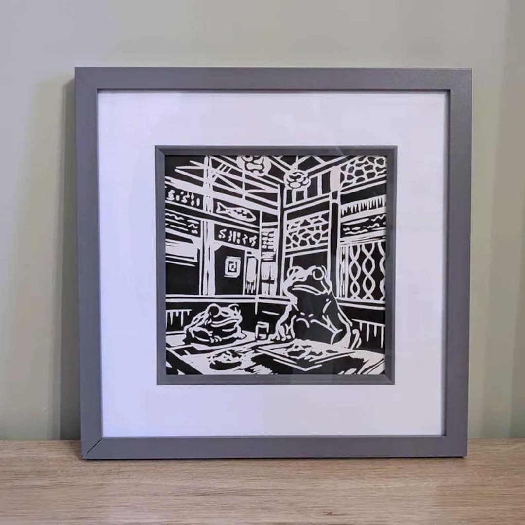 Frog Sushi Restaurant Lino Print - Etsy